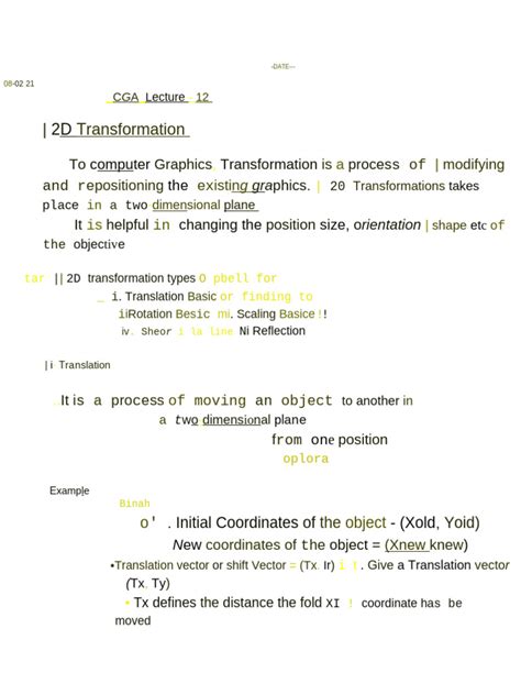 Cga Unit 2 Class Notes Pdf Cartesian Coordinate System Mathematics