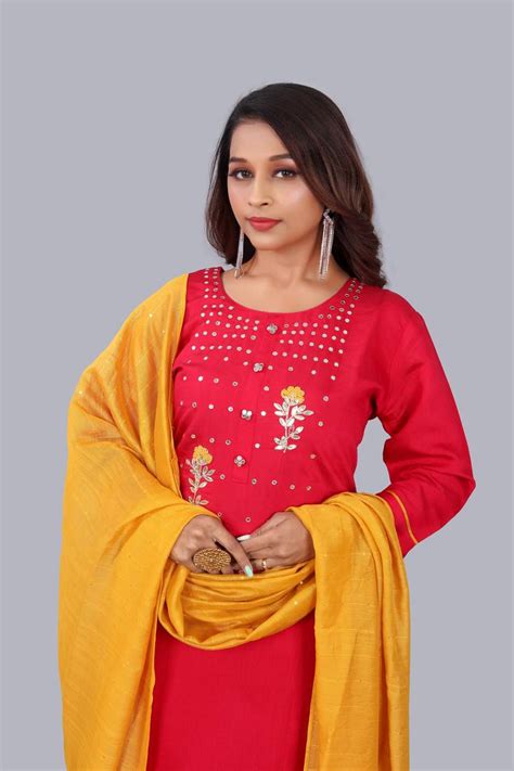 Rani Pink Colour Silk Slub Straight Kurtas Pant Set V B Sons 4193321