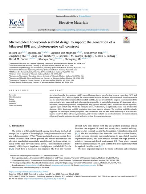Pdf Micromolded Honeycomb Scaffold Design To Support The Generation