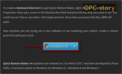 간편한 윈도우 복원 지점 생성 프로그램 Quick Restore Maker OPC 스토리