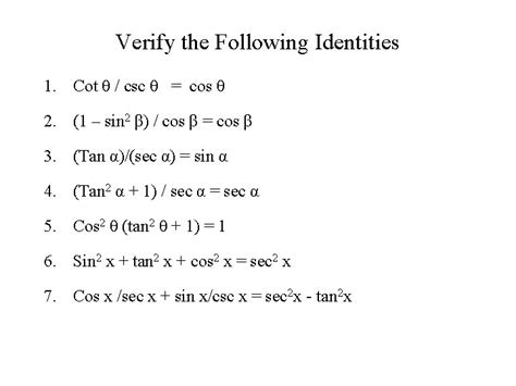 5 1 Fundamental Trig Identities Reciprocal Identities Sin