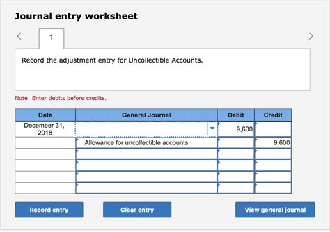 Answered Journal Entry Worksheet Record The Adjustment Entry For