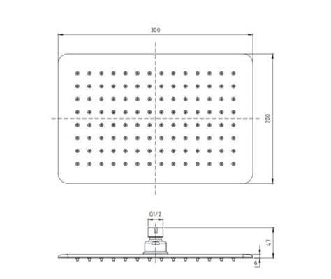 Deszczownica Prostokątna Teo 300x200 mm Gun Metal 04061BN Emporia