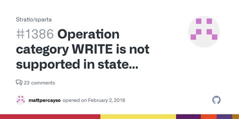 Operation Category Write Is Not Supported In State Standby · Issue