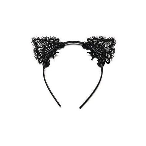 Black Lace Cat Ears Headband For Party