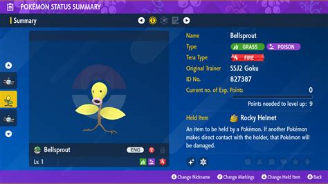 Pokemon Scarlet And Violet Shiny Bellsprout 6iv Ev Trained Pokemon4ever