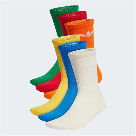 Adidas Trefoil Cushion Crew Socks 6 Pairs White Free Shipping With