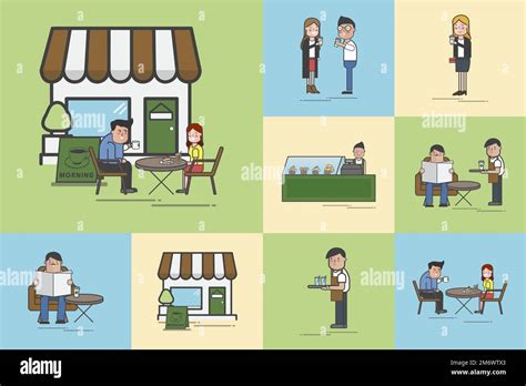 Illustration Of Coffee Cafe Vector Set Stock Vector Image And Art Alamy