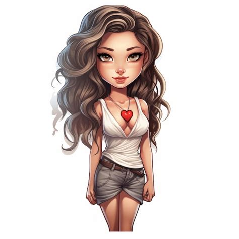 Premium Ai Image An Illustration Of A Girl With Long Hair And A Heart On Her Chest