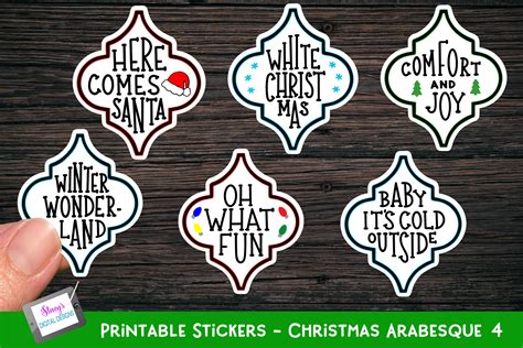 Christmas Stickers Arabesque 4 Graphic By Stacysdigitaldesigns