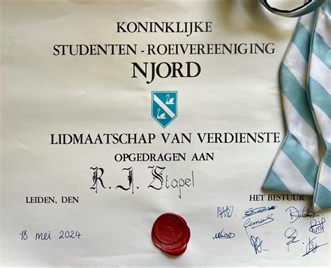 To My Great Surprise I Was Awarded An Honorary Membership ‘lidmaatschap Van Verdienste Of The