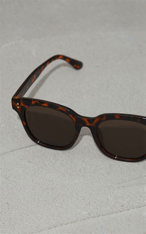 Brown Tort Plastic Square Sunglasses Prettylittlething Usa