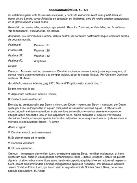 Celu ConsagraciÓn Del Altar Pdf