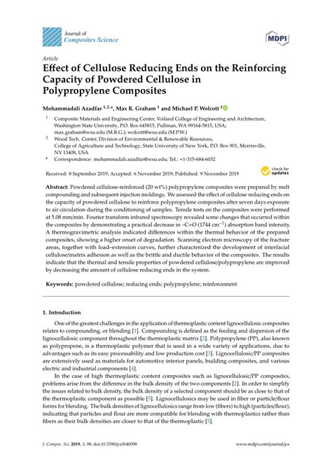 Pdf Effect Of Cellulose Reducing Ends On The Reinforcing Capacity Of Powdered Cellulose In