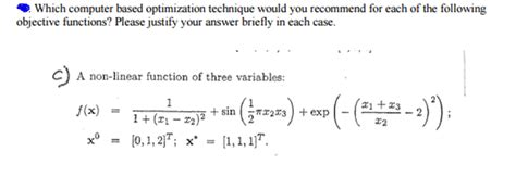 Solved Which Computer Based Optimization Technique Would You