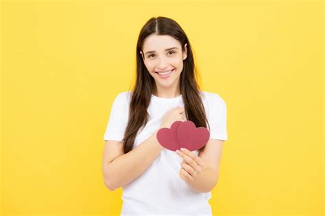 Premium Photo Portrait Of Lovely Sweet Cute Pretty Girl Hold Red