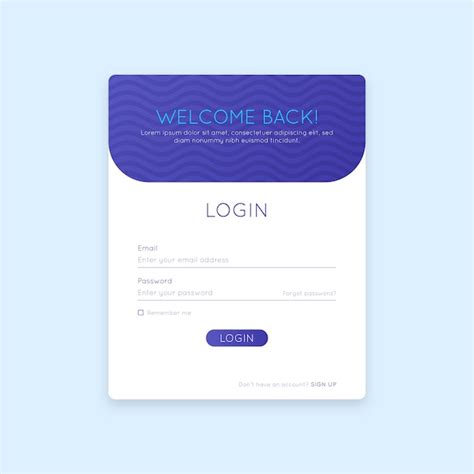 로그인 페이지 Ui 디자인 프리미엄 벡터
