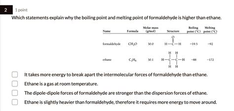 2 1 Point Which Statements Explain Why The Boiling Point And Melting
