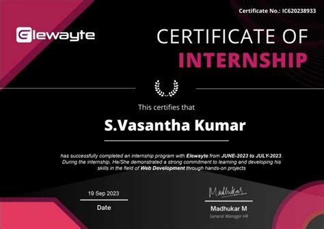 Vasantha Kumars On Linkedin Internship Webdevelopment Frontend Elewayte Hiring Opentowork
