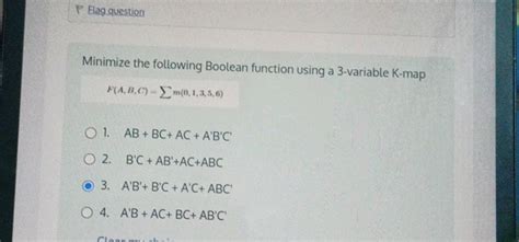 Elag question Minimize the following Boolean | StudyX