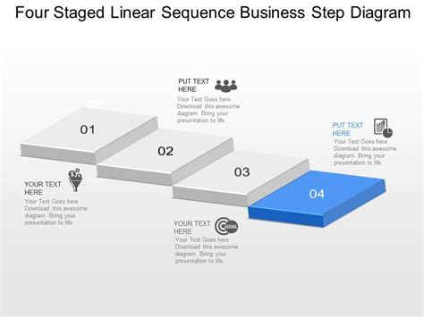 Ix Four Staged Linear Sequence Business Step Diagram Powerpoint Template PowerPoint Templates