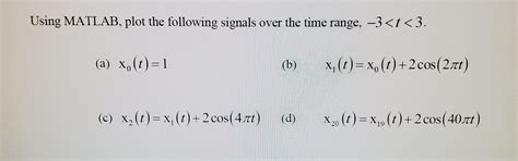 Solved Using Matlab Plot The Following Signals Over The