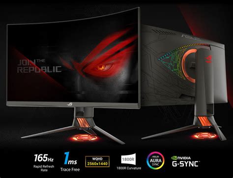 Asus Rog Swift 27 Pg27vq 165hz Curved Gaming Monitor Monitors