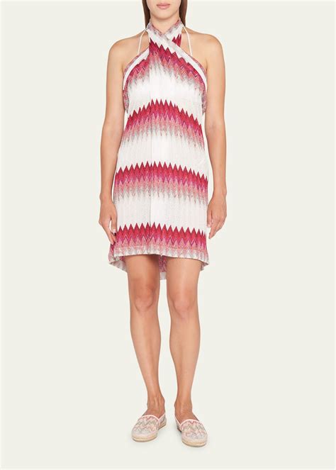 Missoni Zig Zag Halter Coverup Mini Dress Whiterosepink Editorialist
