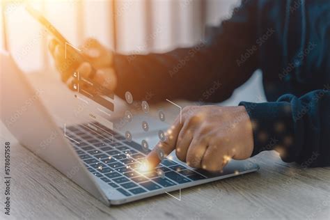Foto De Cyber Security And Security Password Login Online Concept Hands