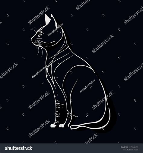Black White Cat Cartoon Style Vector Stock Vector Royalty Free