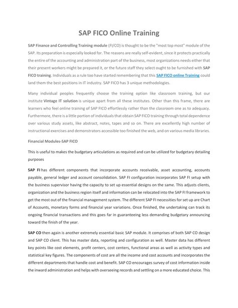 PPT SAP FICO PDF SAP FICO Study Material PowerPoint Presentation