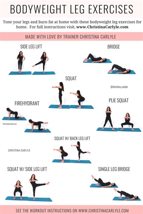 Leg Exercises For Women Chart