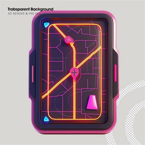 Elemento De Mapa Gps Inteligente Psd Objeto 3d Aislado Archivo Psd
