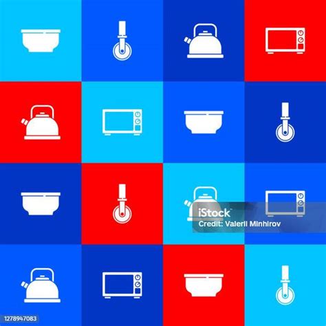 세트 보울 피자 나이프 손잡이주전자 전자레인지 아이콘 벡터 가정 생활에 대한 스톡 벡터 아트 및 기타 이미지 가정 생활 가정 주방 가정의 방 Istock