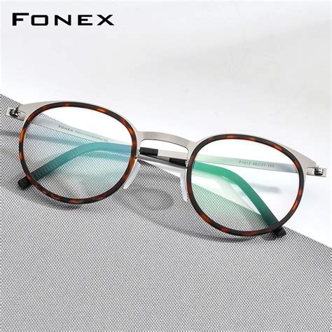 Fonex Acetate Alloy Glasses Men Women Vintage Roun Grandado