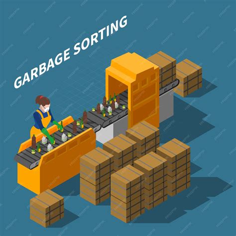 Free Vector Garbage Sorting Isometric Illustration
