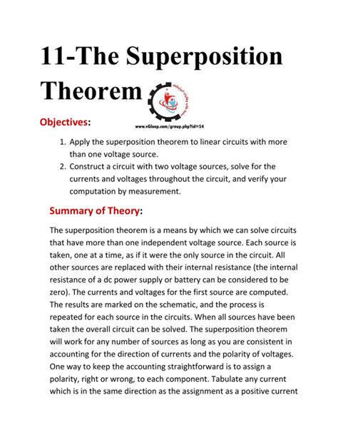 Superposition Theorem Lab Circuit Analysis