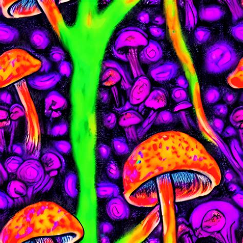 Psychedelic Mushroom Black Light Pattern · Creative Fabrica