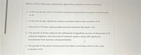 Solved Which Of The Following Statements About The Evolution