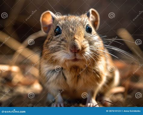 Portrait Of Gerbil In Neon Colors On A Dark Background Royalty Free
