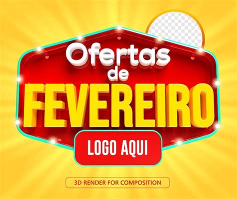 Selo 3d De Ofertas De Fevereiro Para Composição Psd Premium
