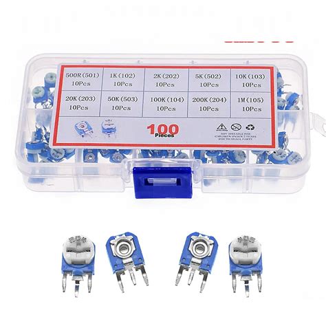 100pcs Rm063 Trimmer Potentiometer Adjustable Resistor Kit 500r 1k 2k