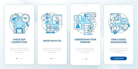 Guidelines For Designing A Mobile App Onboarding Screen With Blue Theme Vector Web Task