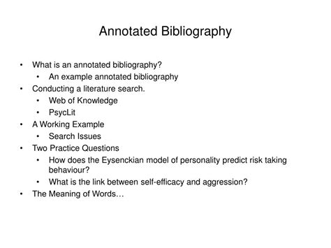 Ppt Annotated Bibliography Powerpoint Presentation Free Download Id623829