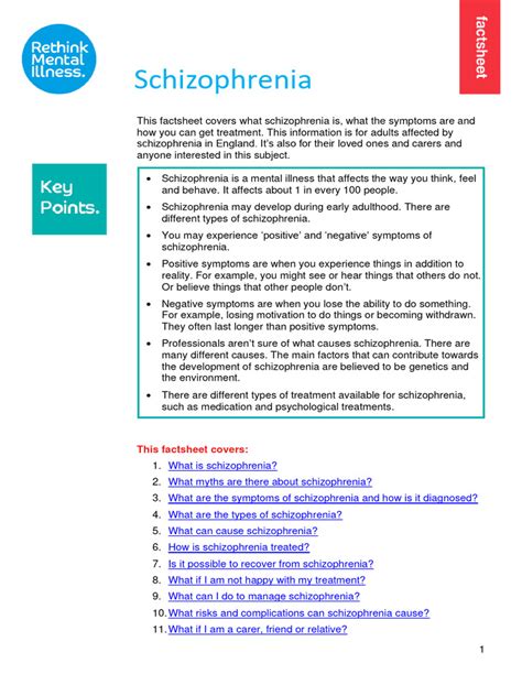 Schizophrenia Factsheet Download Free Pdf Schizophrenia Psychosis
