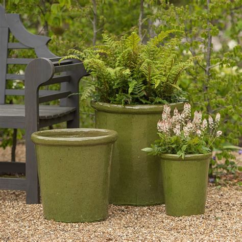 Green Glazed Ceramic Planters Large Tall Opal Green Glazed Pot