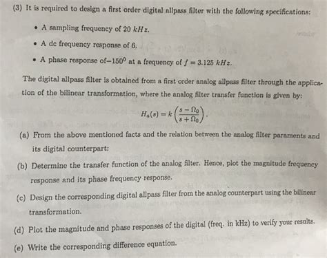 3 It Is Required To Design A First Order Digital