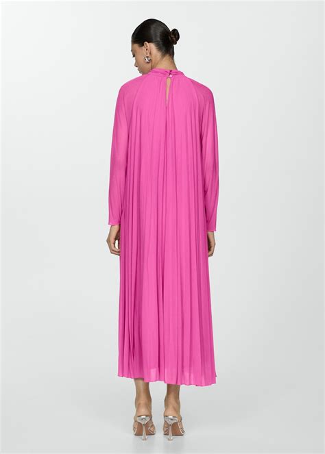 Pleated Long Dress Women Mango Usa