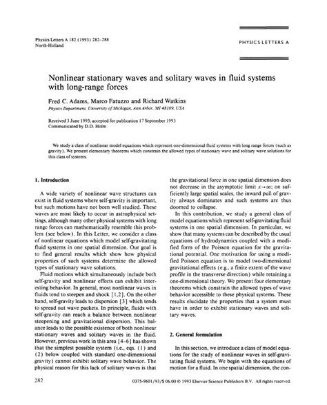 Pdf Nonlinear Stationary Waves And Solitary Waves In Fluid Systems