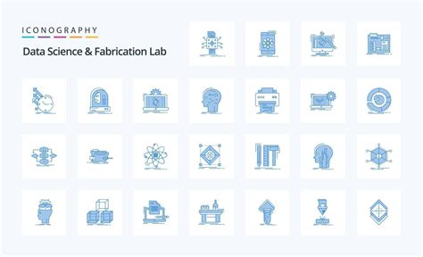 25 Data Science And Fabrication Lab Blue Icon Pack 19288506 Vector Art